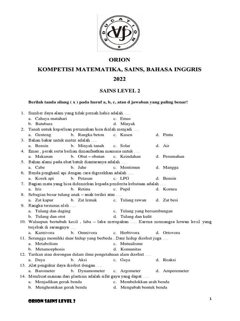 Sains Level 2 ORION | PDF | Ilmu Sosial | Dewasa Muda