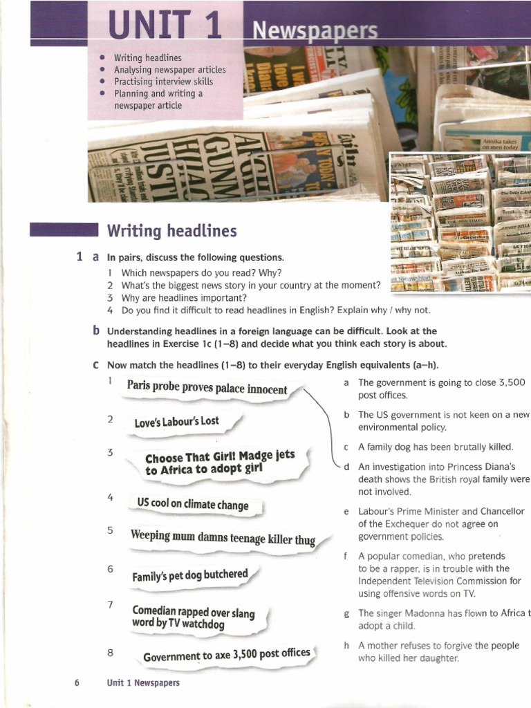 English For The Media Unit 1 Newspapers | PDF