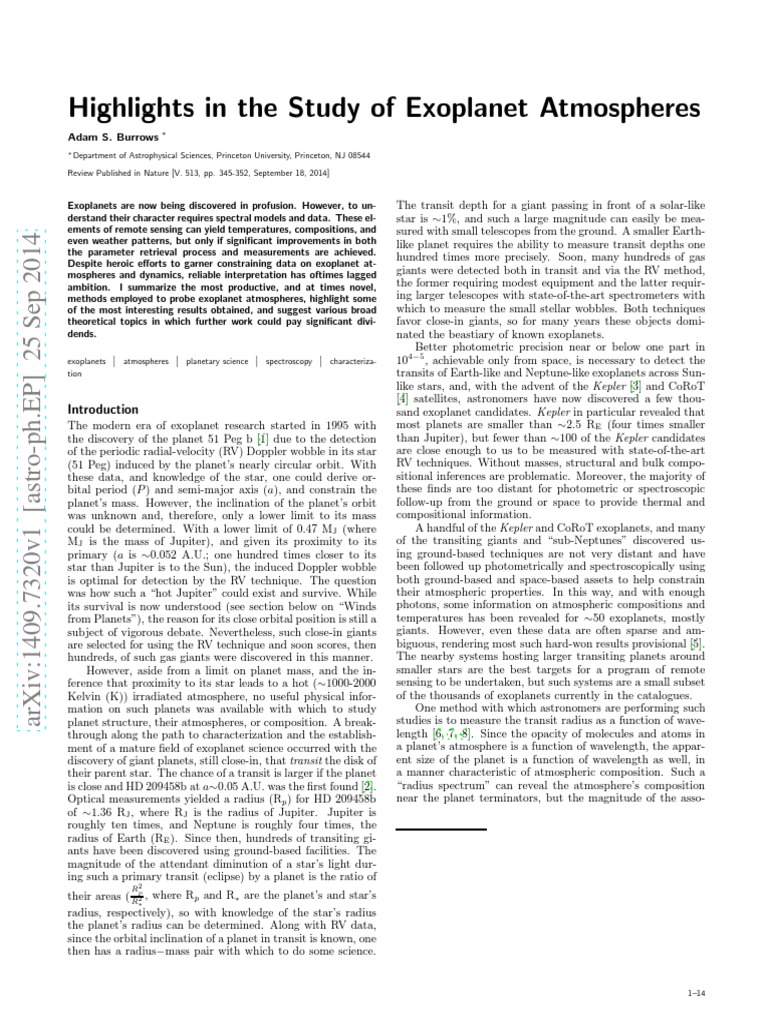 Highlights in The Study of Exoplanet Atmospheres | PDF | Exoplanet | Planets