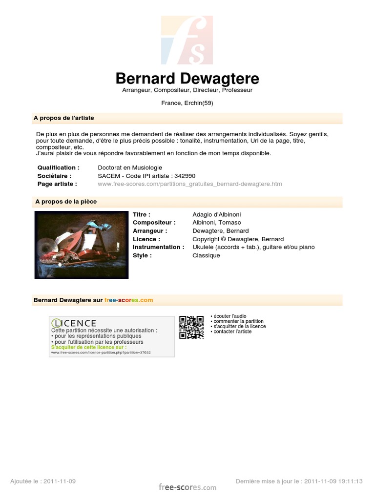 Adagio D 039 Albinoni | PDF | Arts du spectacle | Compositions musicales