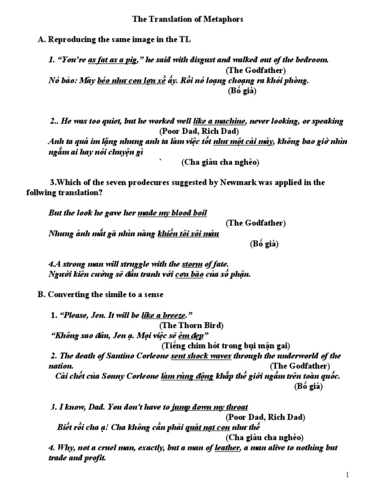 The Translation of Metaphors 1 | PDF
