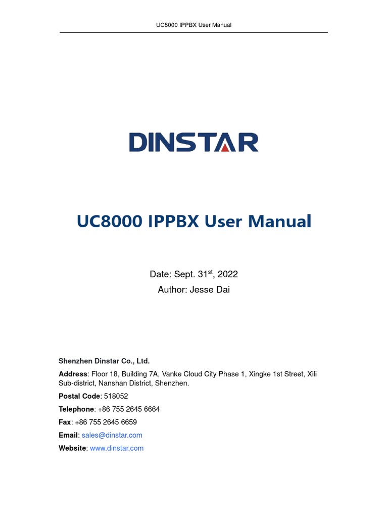 Comprehensive guide to setup and use the UC8000 IPPBX system | PDF | Ip Address | Port (Computer ...