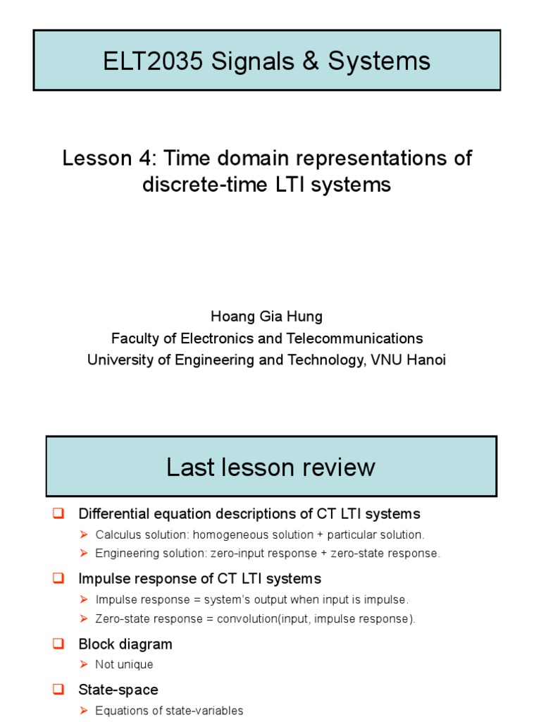 SS04 - 2022S1 Signal and System | PDF | Convolution | Eigenvalues And Eigenvectors