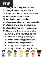 Pagsasanay Sa Pagbasa NG Pangungusap (Level 1) | PDF