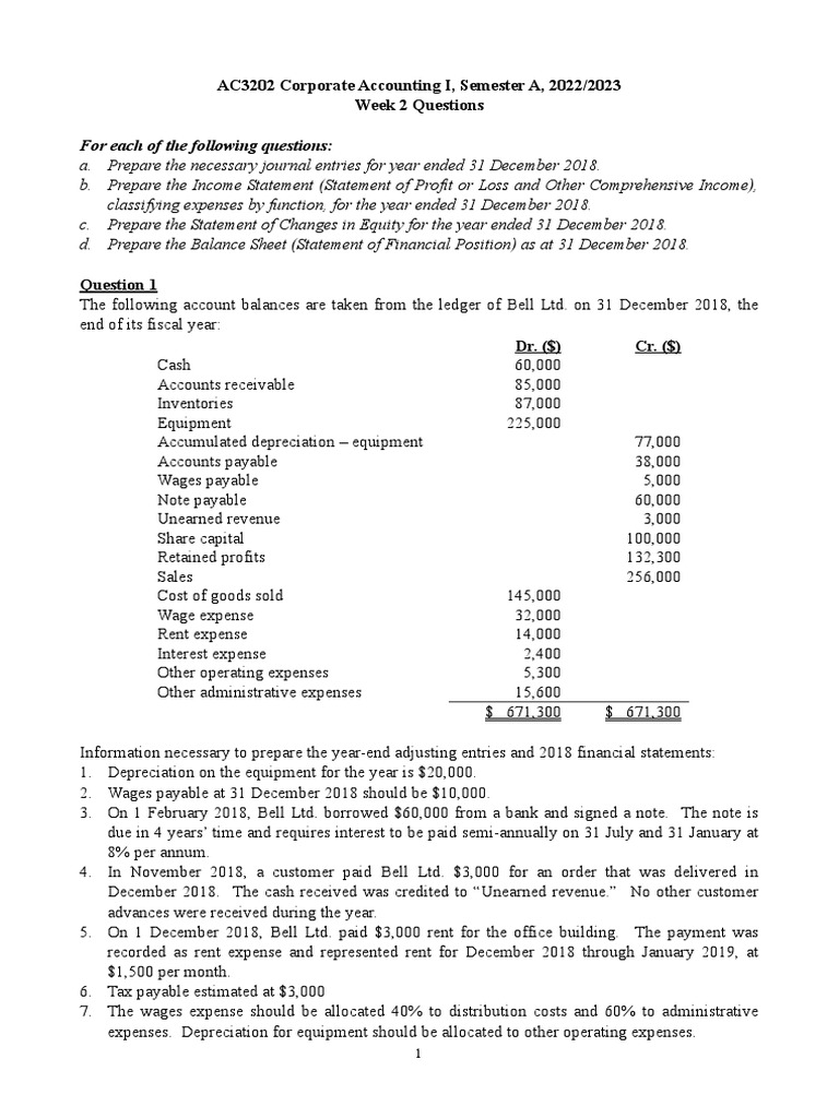 Preparing Year-End Financial Statements: A Comprehensive Example with ...