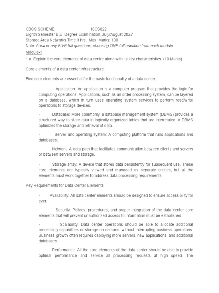 Vtu Exam Question Paper With Solution Of 18cs822 Storage Area Networks