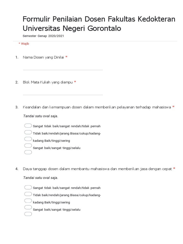 Formulir Quisioner Dosen | PDF