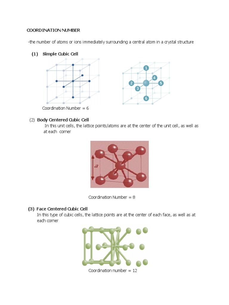 Coordination Number and Packing Factor | PDF