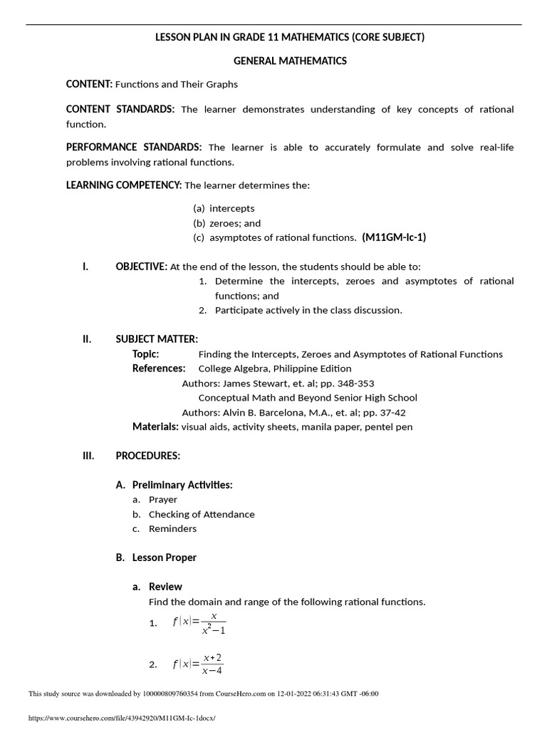 M11GM Ic 1 | PDF | Asymptote | Mathematics