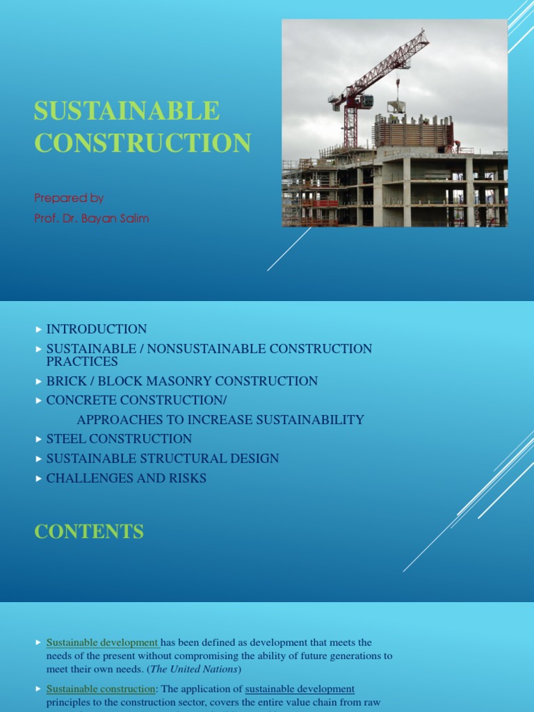 Sustainable Construction Practices Overview | PDF | Concrete | Cement