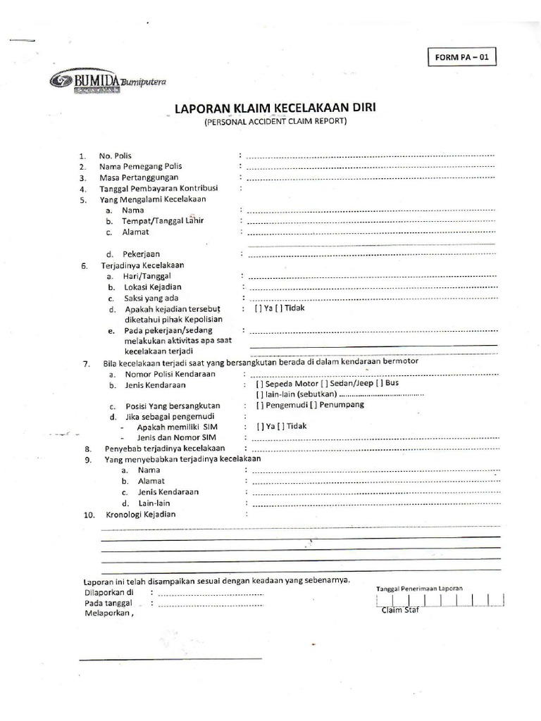 Form Asuransi Kampus BUMIDA 2022 | PDF