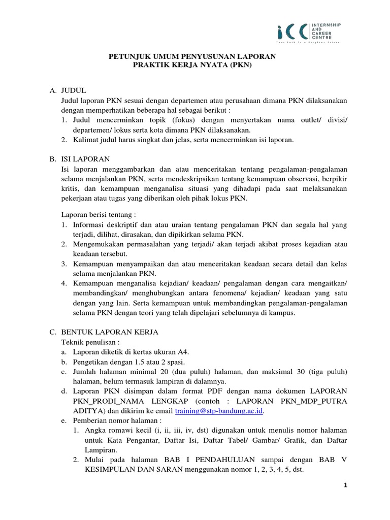 PETUNJUK UMUM PENYUSUNAN LAPORAN PKN (6 Bulan) | PDF