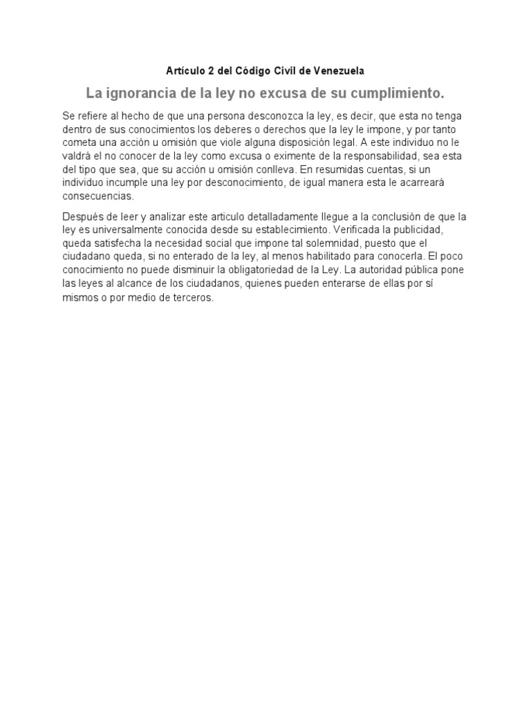 Artículo 2 Del Código Civil de Venezuela Fin | PDF | Ciencias sociales