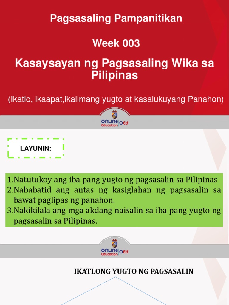 W3 Lesson 3 - Kasasaysayan NG Pagsasaling Wika Sa Pilipinas ...