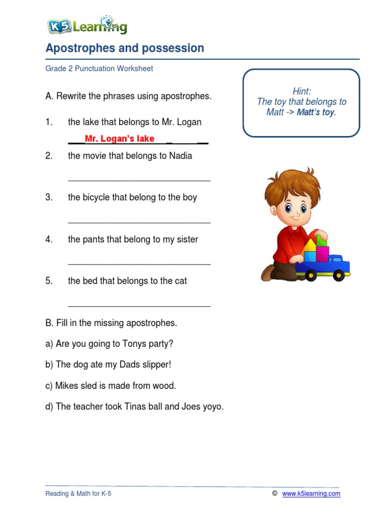 Grade 2 Apostrophes Possession B | PDF