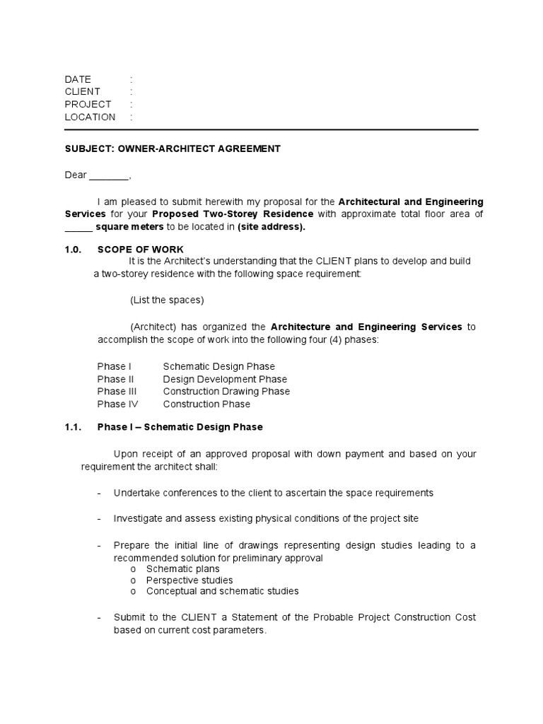 8-Architect Owner Agreement | PDF | Architect