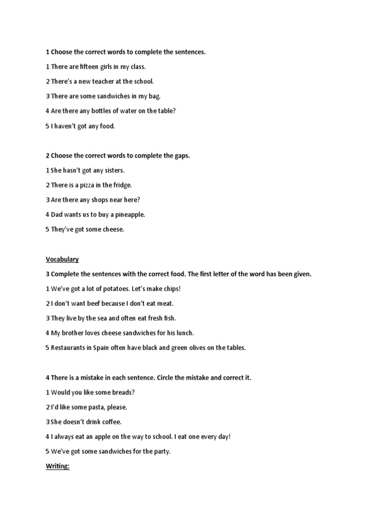 Writing of English Level A2 | PDF