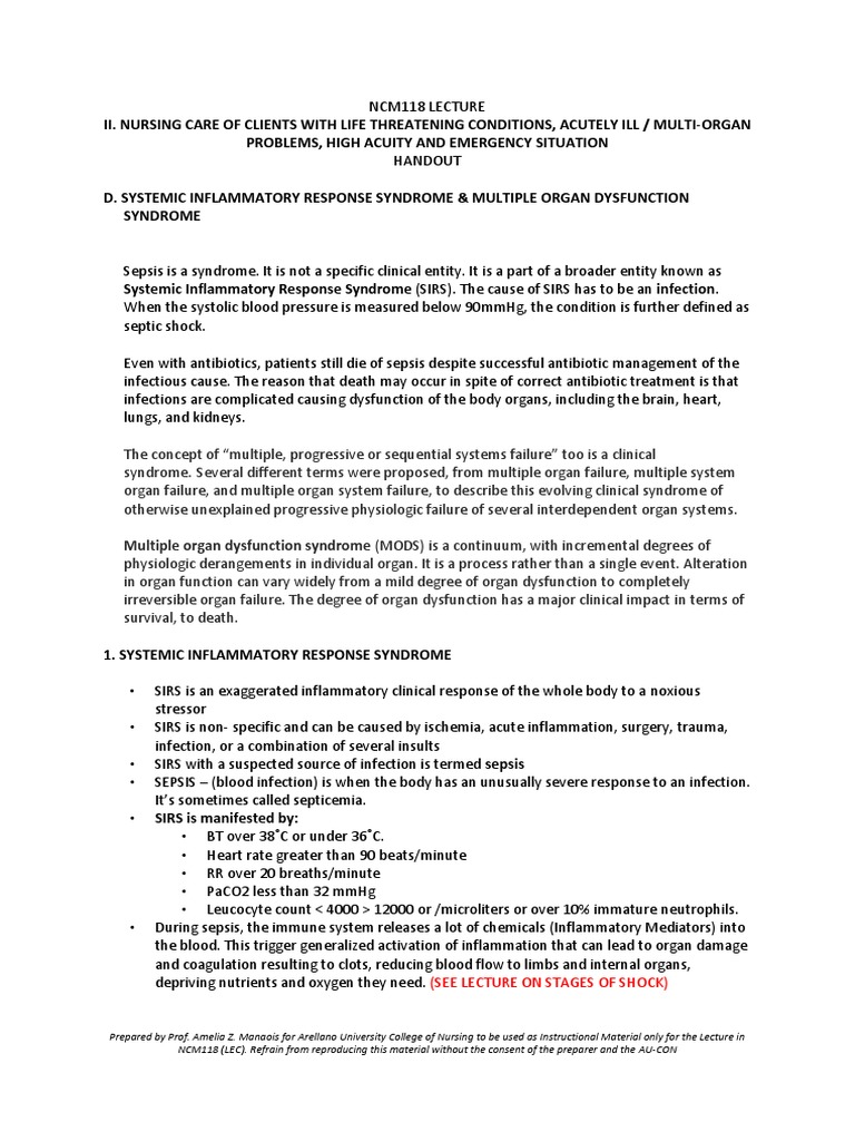 Sirs Mods | PDF | Sepsis | Shock (Circulatory)