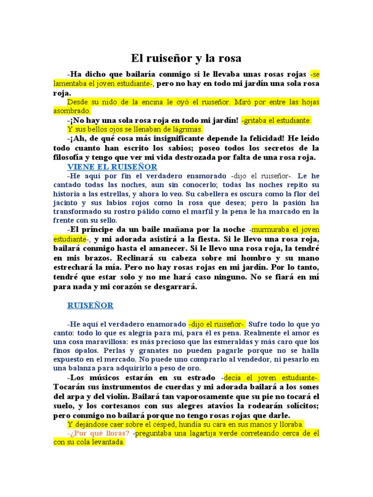 El Ruiseñor y La Rosa-3 | PDF | Rosa | Amor