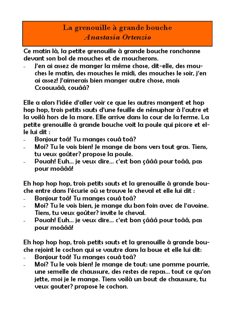 La grenouille à grande bouche | PDF | Livres de cuisine, nourriture et vin
