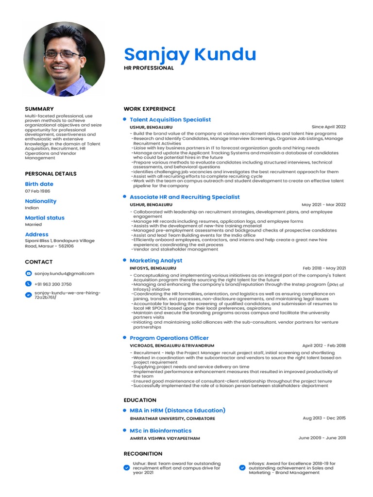 Sanjay Kundu CV | PDF | Recruitment | Business