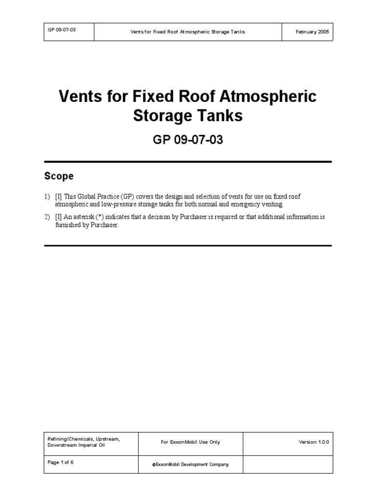 GP-09-07-03 Storage Tanks Vents | PDF | Water | Reliability Engineering