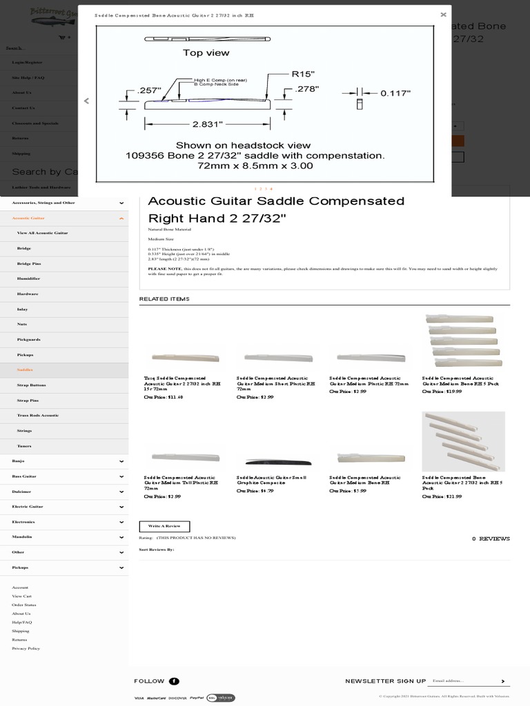 Guitar Saddle Compensated Bone Saddle 72mm 15 Inch Radius | PDF ...