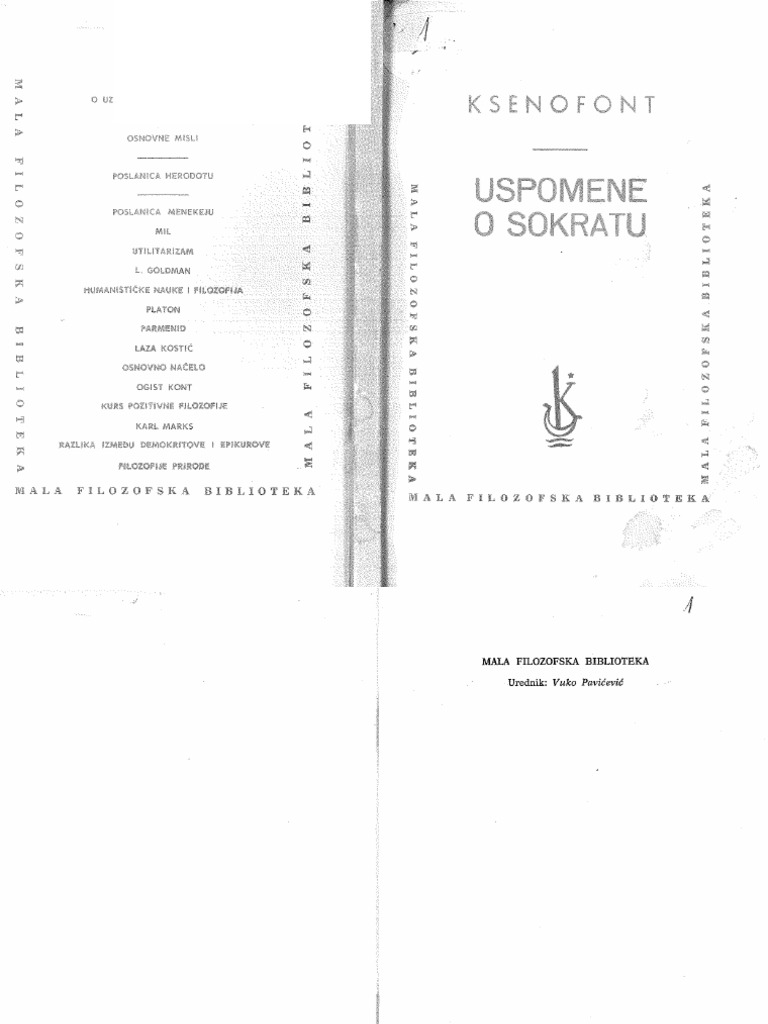 Uspomene o Sokratu-Ksenofont | PDF
