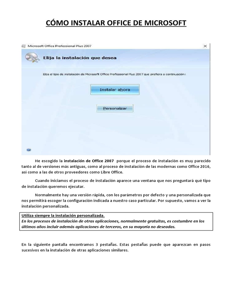 U2.Instalacion de Microsoft Office | PDF | Microsoft Office | Archivo de computadora