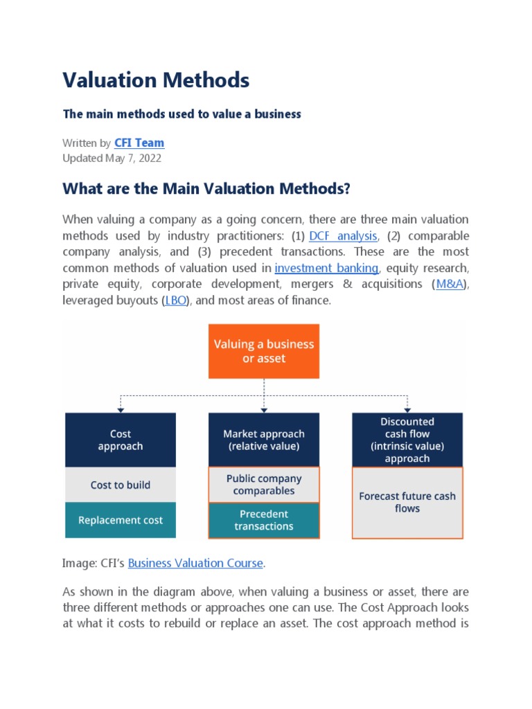 Valuation Methods | PDF | Discounted Cash Flow | Valuation (Finance)