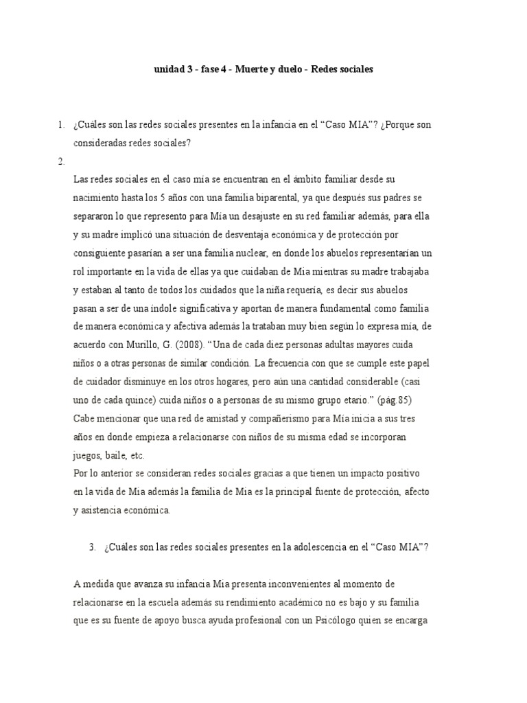 Fase 4 Unidad 3 - Muerte y Duelo - Redes Sociales | PDF | Dolor | Sicología