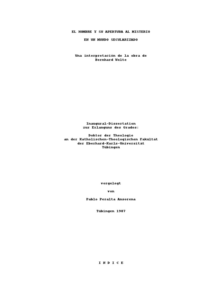 El Hombre y Su Apertura Al Misterio en Un Mundo Secularizado (Pablo ...