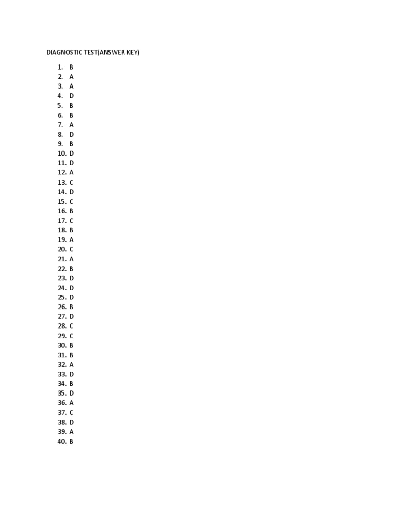 Diagnostic Test Answer Key | PDF