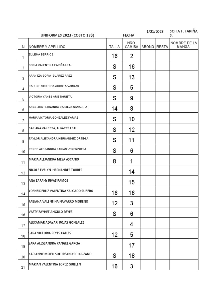 Formato para El Pago de Uniformes Voleibol | PDF