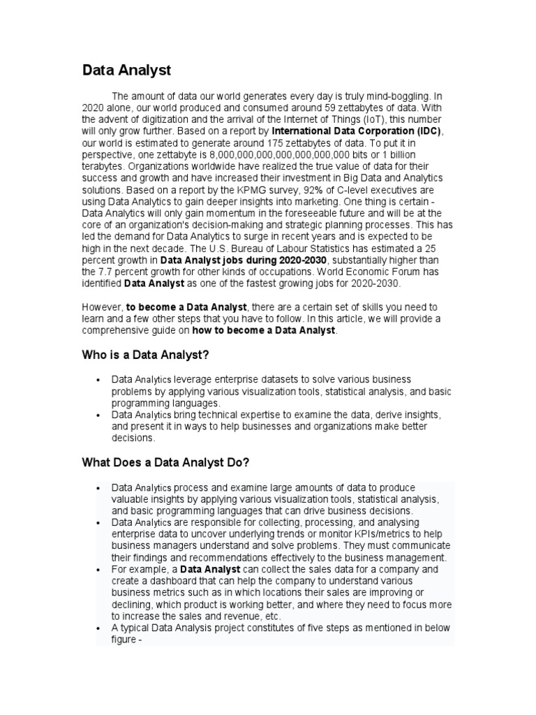 Data Analyst | PDF | Data Analysis | Analytics