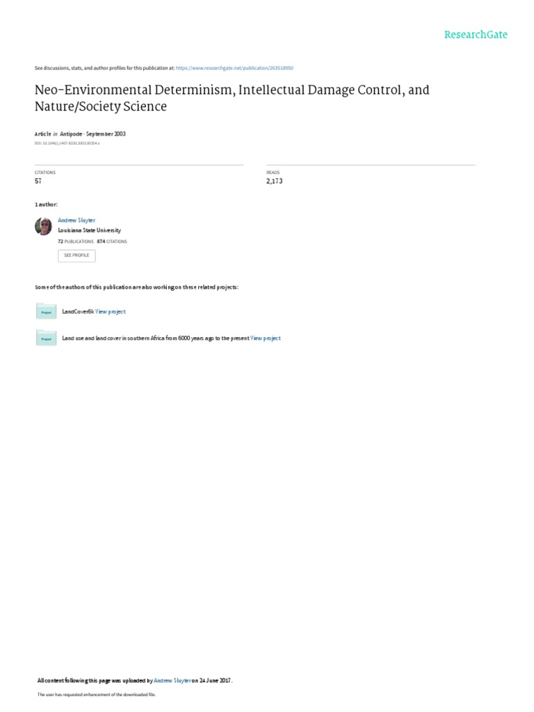 Neo-Environmental Determinism Analysis | PDF | Art | Science & Mathematics