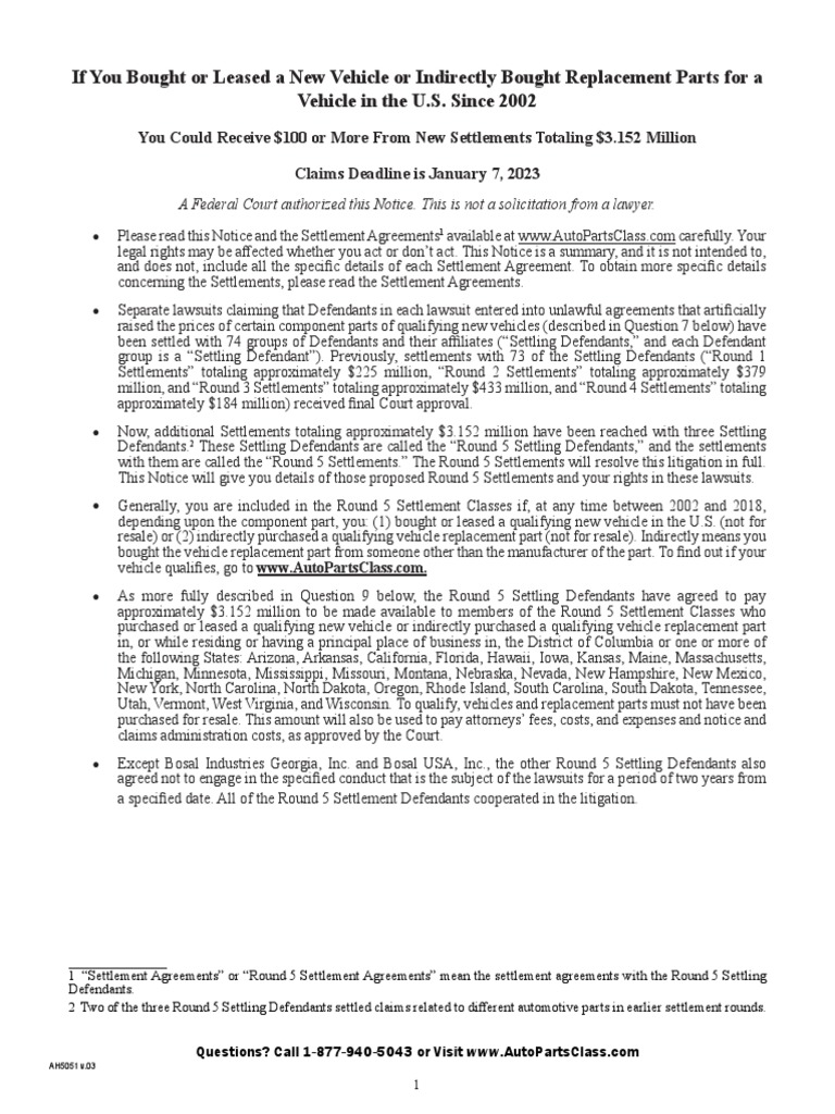 Long Form Notice | PDF | Settlement (Litigation) | Lawsuit