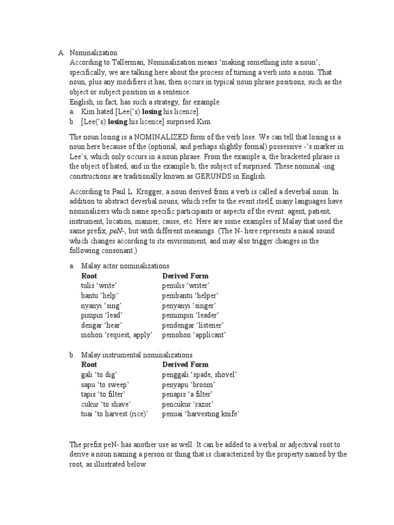 Nominalization | PDF | Noun | Verb