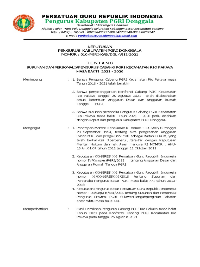 SK Pengurus Cabang Sojol Utara | PDF