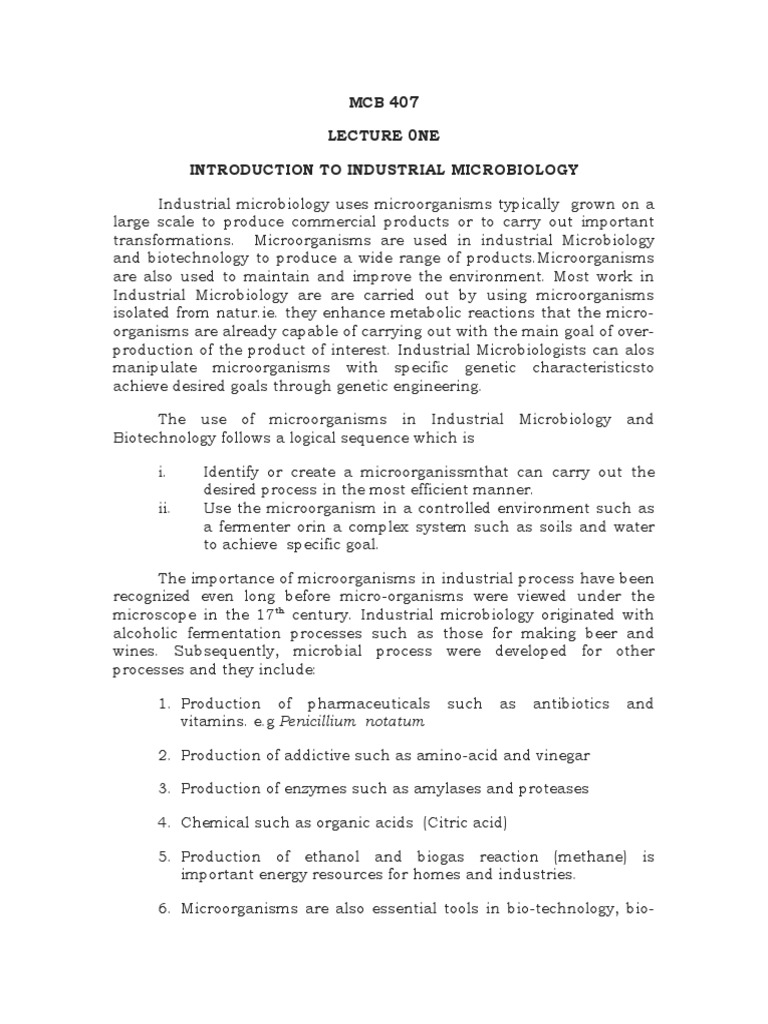 MCB 407 Lecture One | PDF | Microorganism | Bacteria