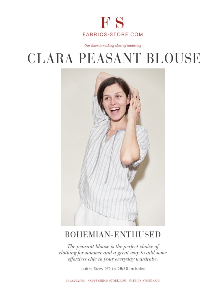 Fabrics-store-Clara_—_Linen_Peasant_Blouse_Pattern-1 | PDF | Blouse ...