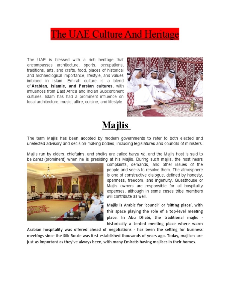 UAE Cultural Heritage and Majlis Traditions | PDF | United Arab ...
