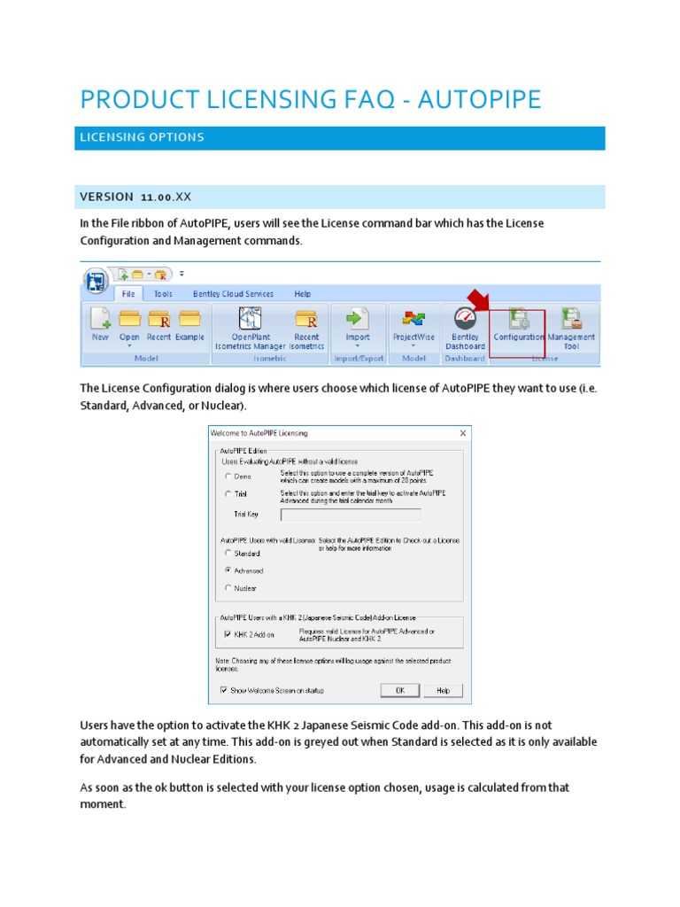 AutoPIPE Licensing FAQ | PDF
