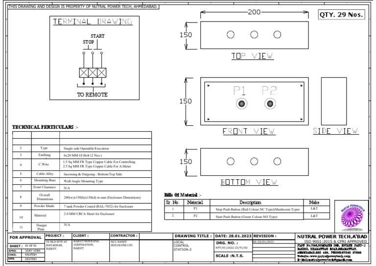 NPT local control station drawing | PDF | Building Materials | Electricity