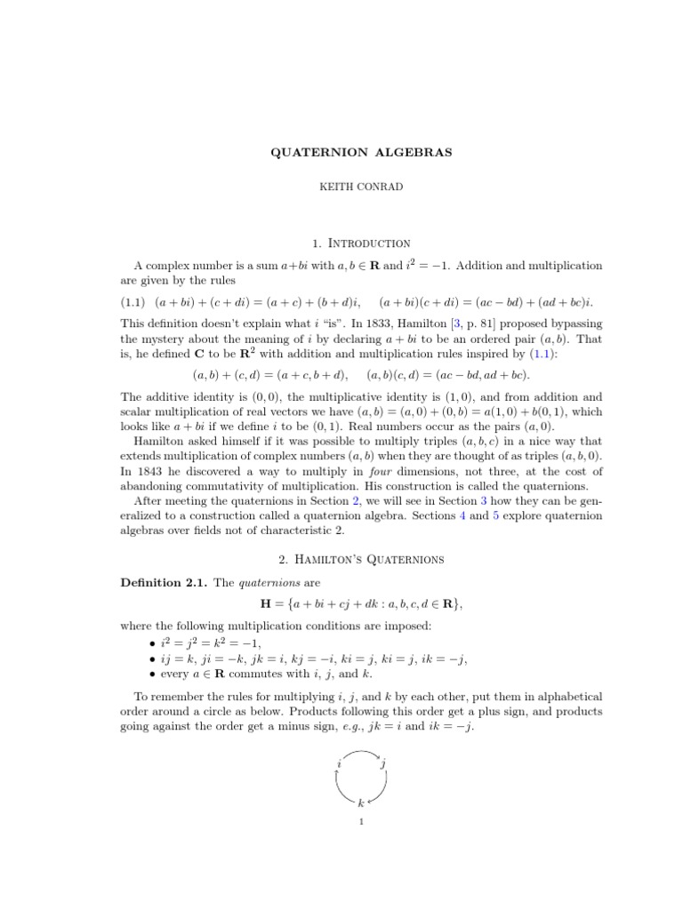 Quaternion Conrad | PDF | Ring (Mathematics) | Field (Mathematics)