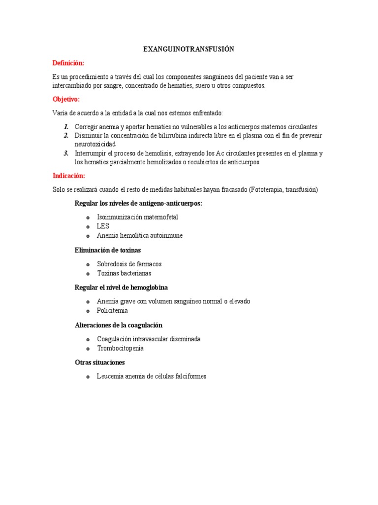EXANGUINOTRANSFUSIÓN | PDF | Sangre | Vena