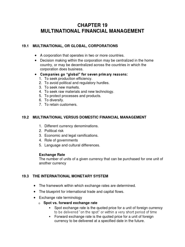 Chapter 19 - Multinational Financial Management | PDF | Exchange Rate ...