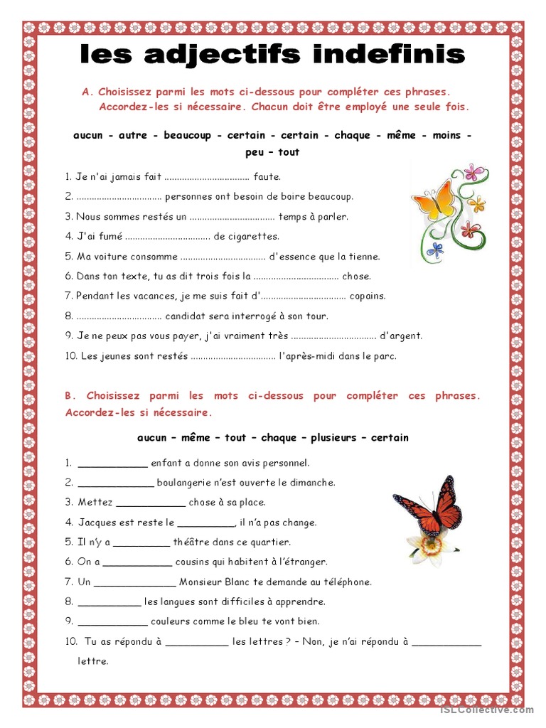 Adjectifs Indefinis | PDF | Arts du langage et discipline | Études des langues étrangères