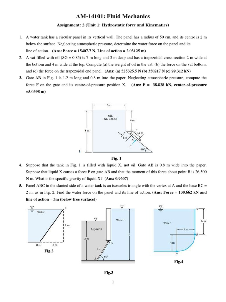 Fluid Mechanics Assignment 2 Pdf Mechanical Engineering Civil