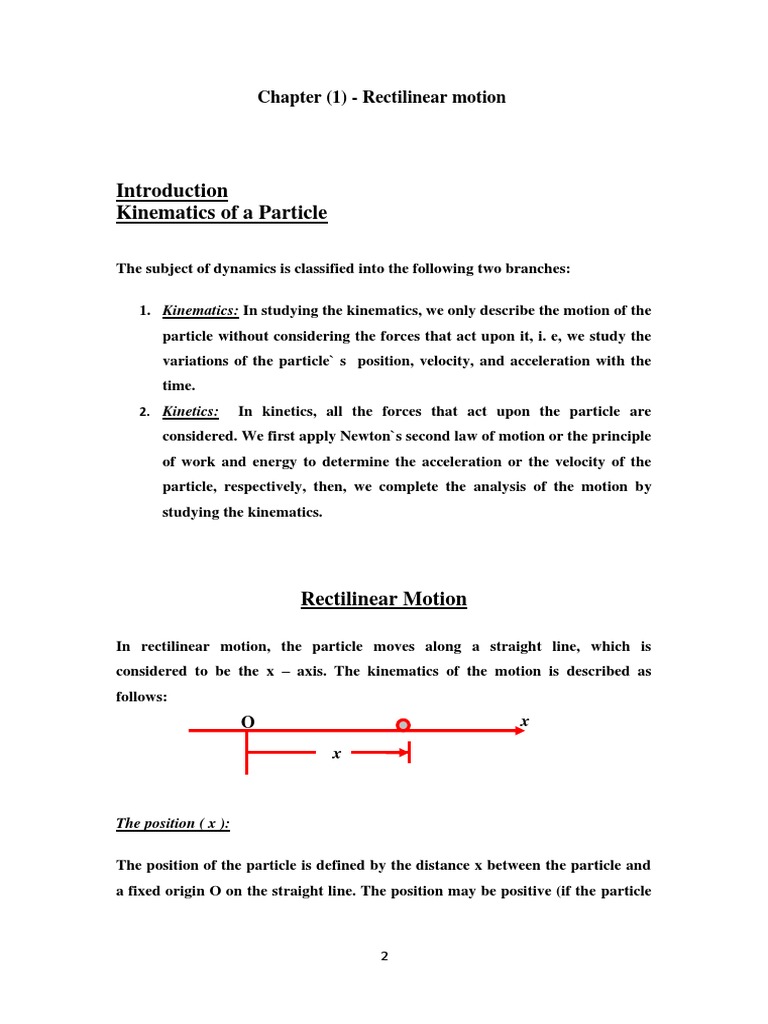 Analysis Of Rectilinear Motion Displacement Velocity And